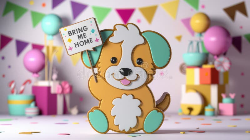 A Small Dog Holding a Sign with the Words Bring Home, AI Stock Photo ...