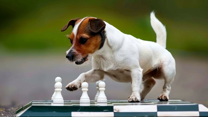 A Small Dog is Playing Chess on a Board Stock Illustration ...