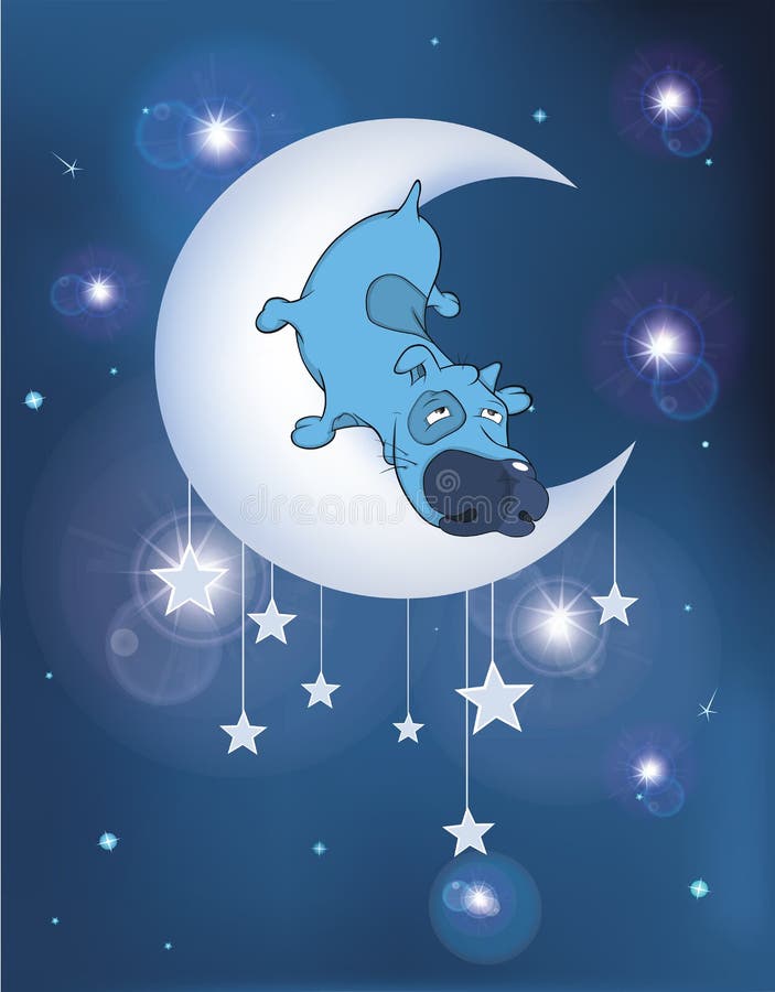 Illustration the Dog on the Moon Stock Vector - Illustration of graphic ...
