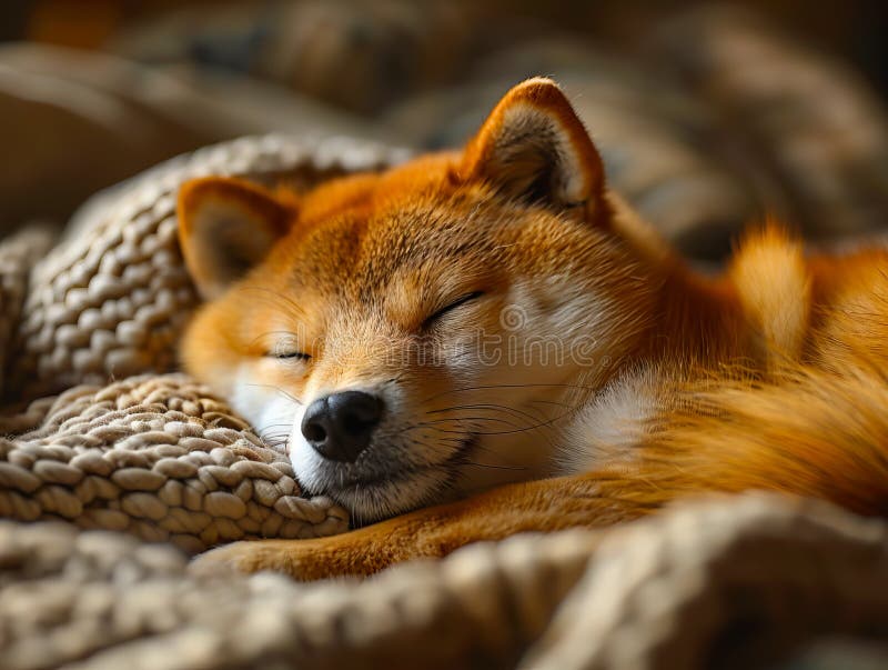 A Small Dog Sleeping on a Blanket Stock Image - Image of pillow, brown ...