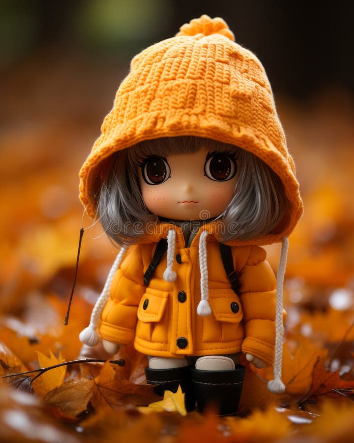 A Small Doll Wearing an Orange Coat on the Ground Stock Illustration ...