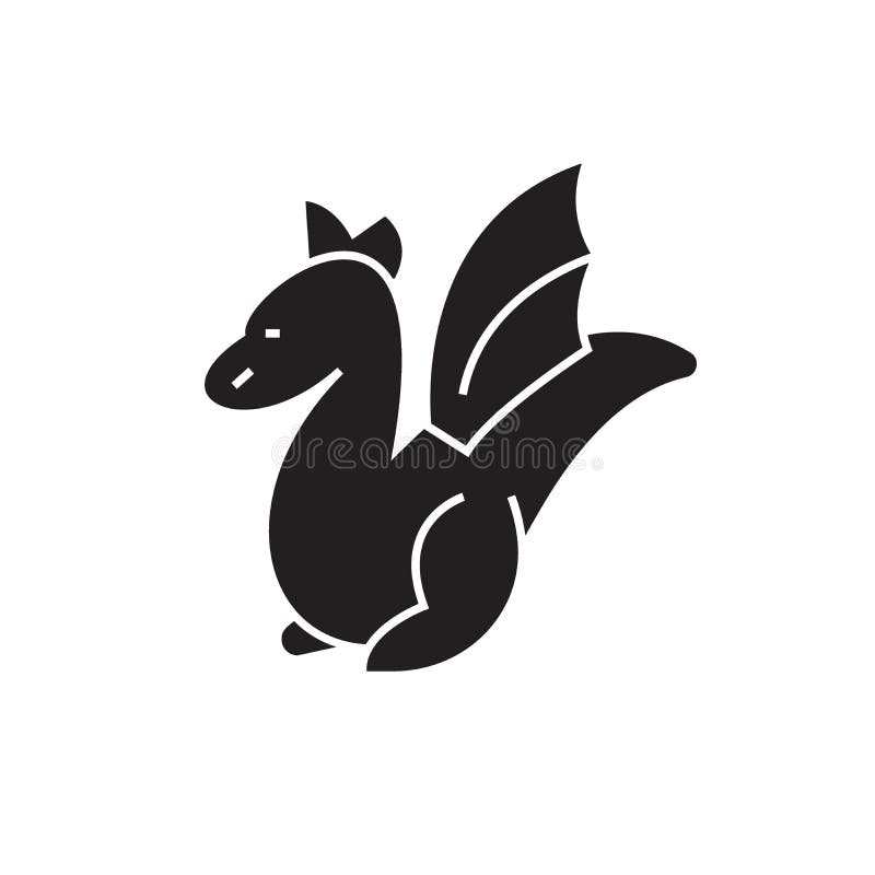 Small Dragon Black Vector Concept Icon. Small Dragon Flat Illustration ...