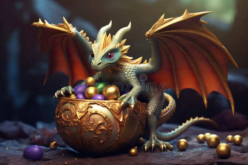 Dragon Guarding Treasure Stock Illustrations – 63 Dragon Guarding ...