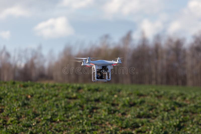 Small Drone Above the Field Stock Image - Image of propeller ...