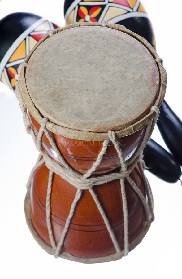 A Small Drum on a White Background Stock Photo - Image of handmade ...