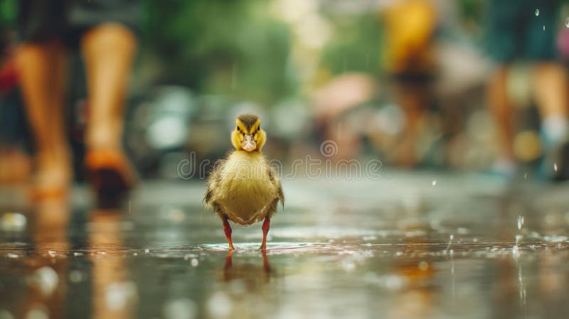 A Small Duck Stand in the Rain Stock Photo - Image of summer, poultry ...