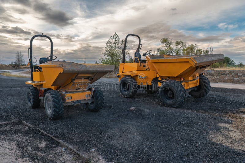 Small Dumper at a Road Construction Site Stock Photo - Image of ...