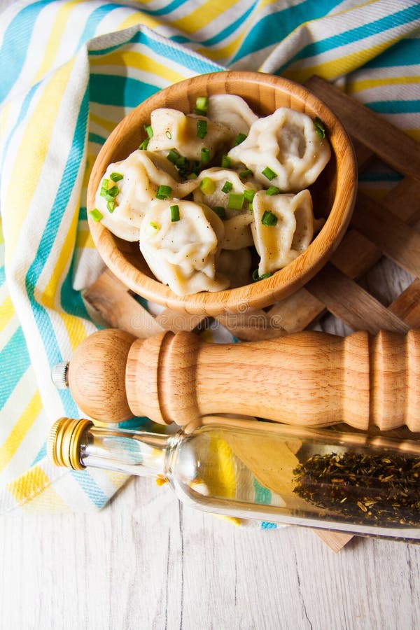 Small dumplings in bowl stock image. Image of flour, dough - 64200433
