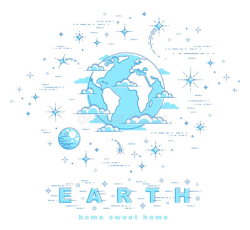 Small Earth in Endless Space Surrounded by Asteroids, Comets, Meteors ...