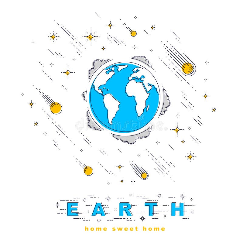 Small Earth in Endless Space Surrounded by Asteroids, Comets, Meteors ...
