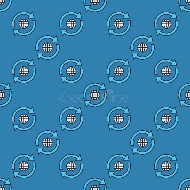 Small Earth Globe Inside Two Arrows Vector World Blue Seamless Pattern ...