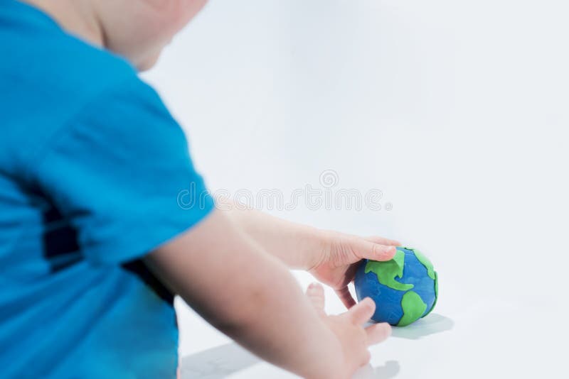Small Earth Model with Human Hands. Stock Photo - Image of palm, blue ...