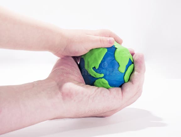 Small Earth Model with Human Hands. Stock Photo - Image of holiday ...