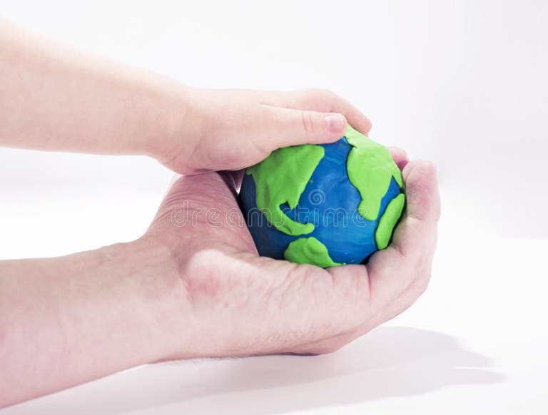 Small Earth Model with Human Hands. Stock Photo - Image of holiday ...