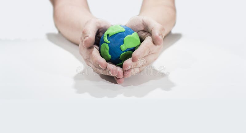 Small Earth Model with Human Hands. Stock Image - Image of peace ...