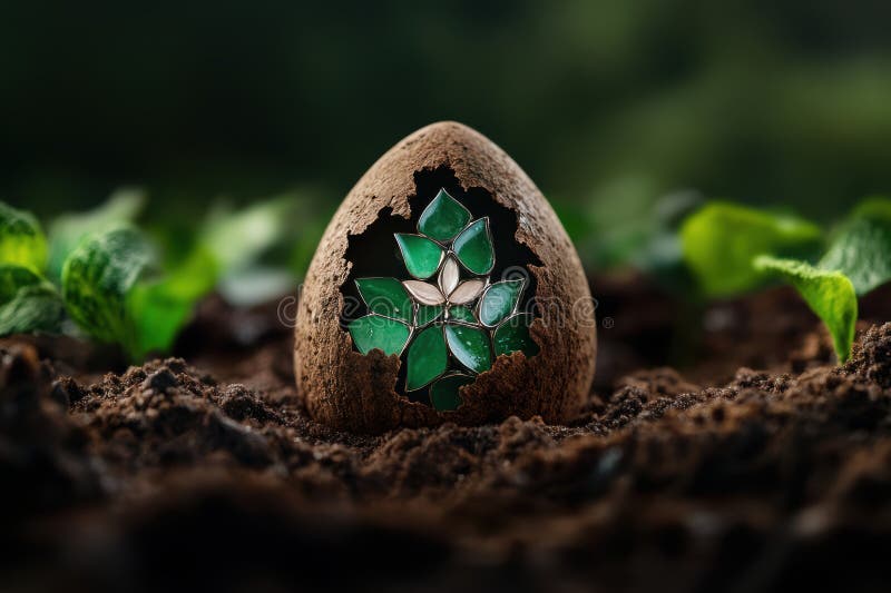 A Small Egg Features a Beautiful Flower Design, Perfect for Easter ...