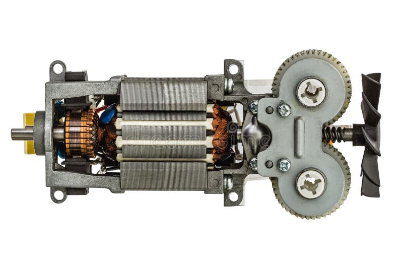 Small Electric Motor with Fan, Isolated on White Background Stock Image ...