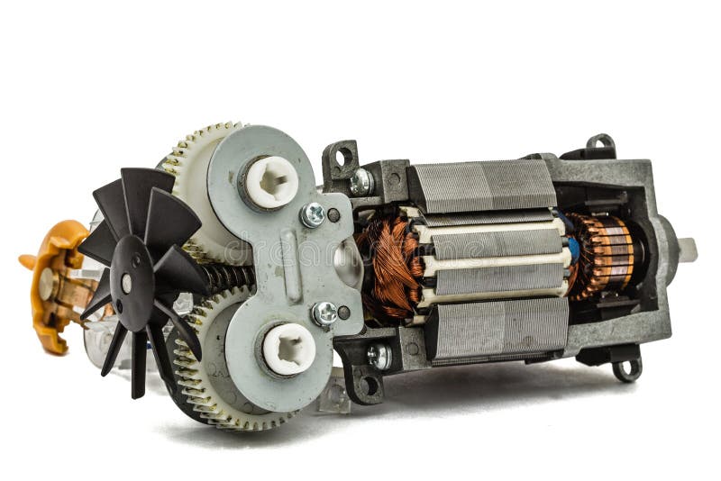 Part of Small Electric Motor, Close-up, Isolated on White Background ...