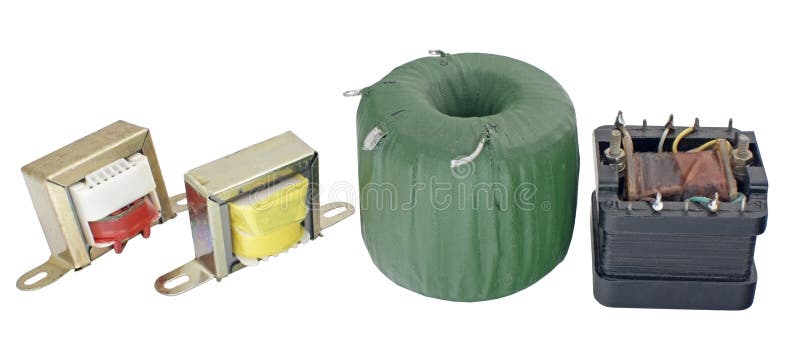 Small Electrical Transformers on White Stock Image - Image of primary ...