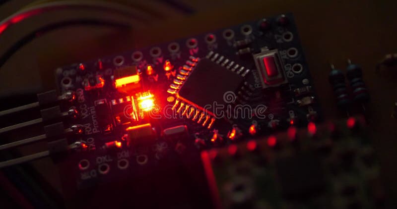 Microcircuit, Resistors and Chips and Laser Scanning. Small Electronic ...