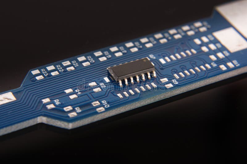 Tiny Integrated Circuit on Empty PCB Board Stock Image - Image of ...
