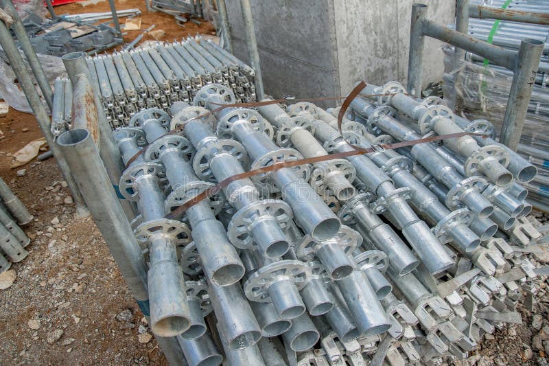 Small Elements of Scaffolding are Stacked in a Pallet Stock Image ...