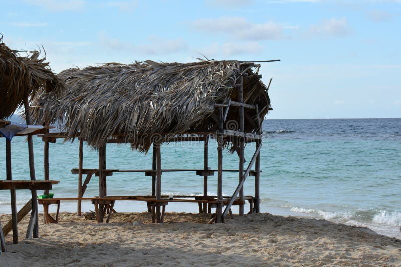 Small Empty Bungaloo Hut with a Straw Roof Stock Photo - Image of ...