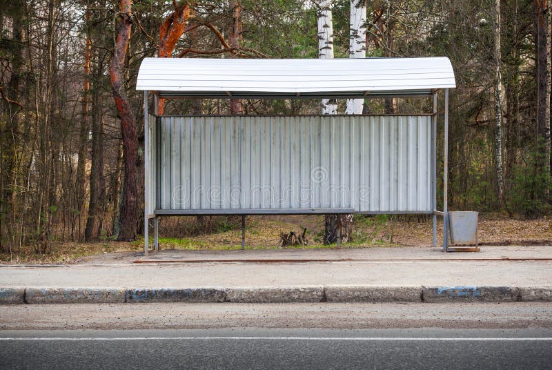Small Empty Bus Stop Building on the Roadside Stock Image - Image of ...