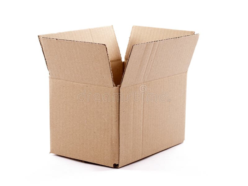 Small Empty Cardboard Box Isolated Over White Stock Image - Image of ...