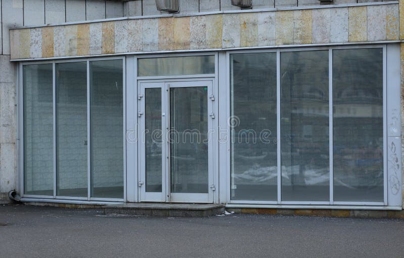 Small Empty Closed Shop with a Glass Facade Stock Photo - Image of ...