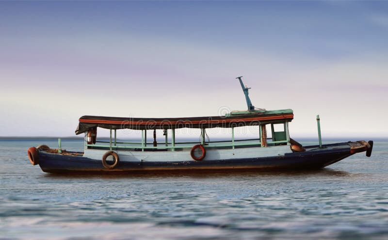 Small Empty Passenger Boat at Sea Stock Image - Image of boat, ocean ...