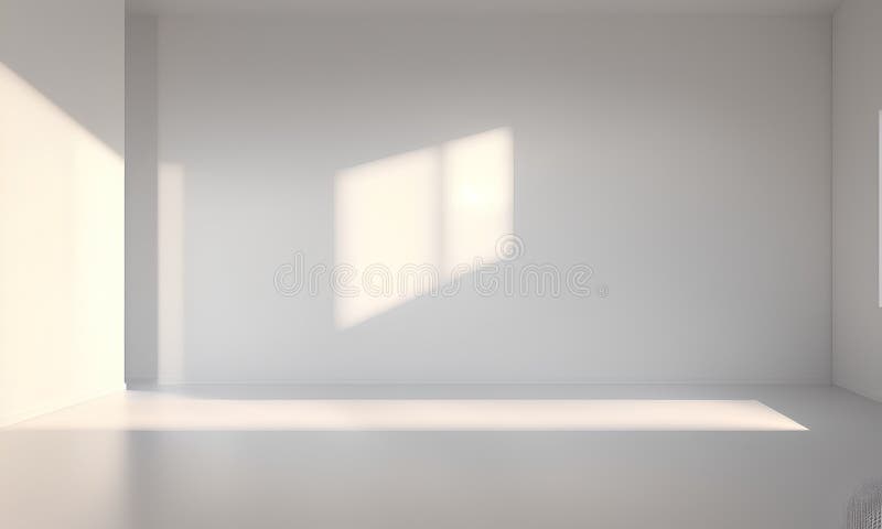 Small Empty Room, Gray Background, Reflections of Light from the Window ...