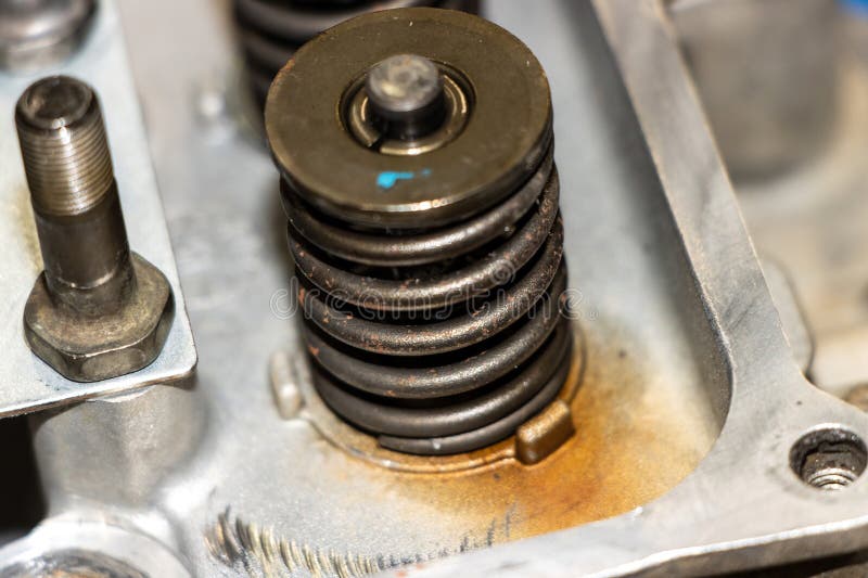 Small Engine Valve with Spring Stock Photo - Image of wheel, circle ...