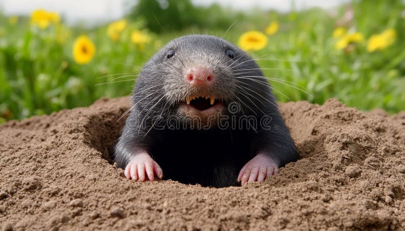 A Small European Mole is Dug Out Peeking into the Camera from the ...