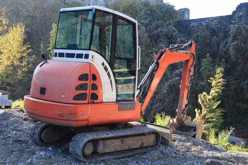 Small Excavator on Construction Site Stock Image - Image of excavations ...
