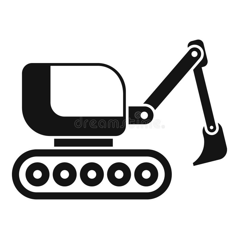 Small Excavator Digging with Extended Arm Icon Stock Vector ...