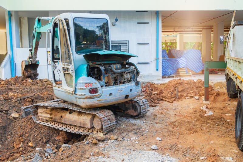 Small Excavator Working Excavation Site Construction Stock Image ...