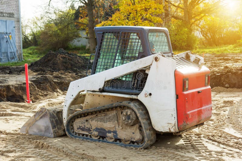 Small Excavatot at Construction Site Stock Image - Image of industry ...