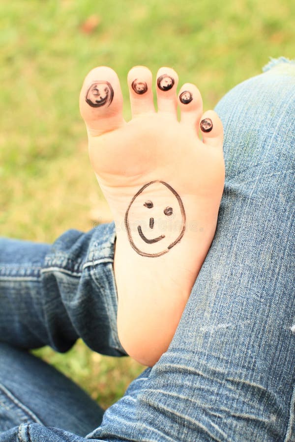 Small Faces on Toes and Sole Stock Photo - Image of funny, playing ...