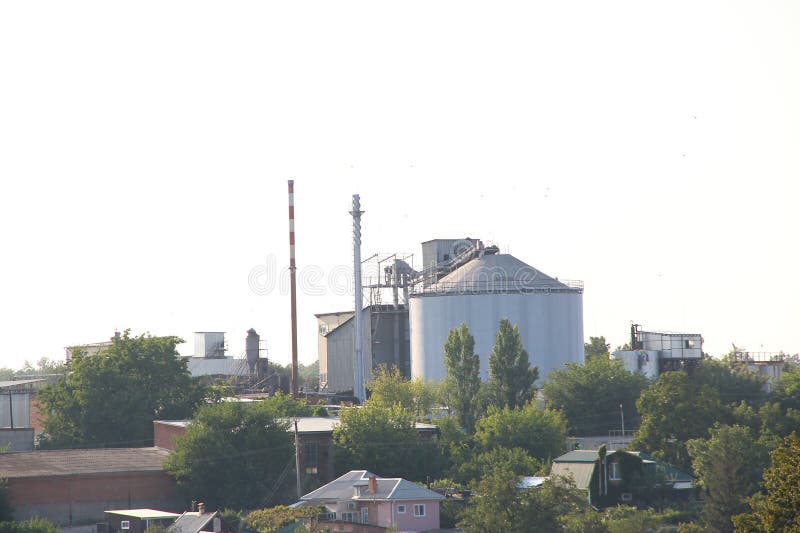 Small Factory on the Background of Cityscape Stock Image - Image of ...