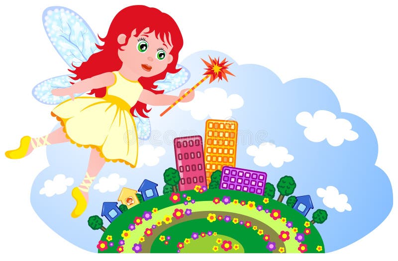 Small Fairy Sitting on a Orchid. Stock Vector - Illustration of cartoon ...