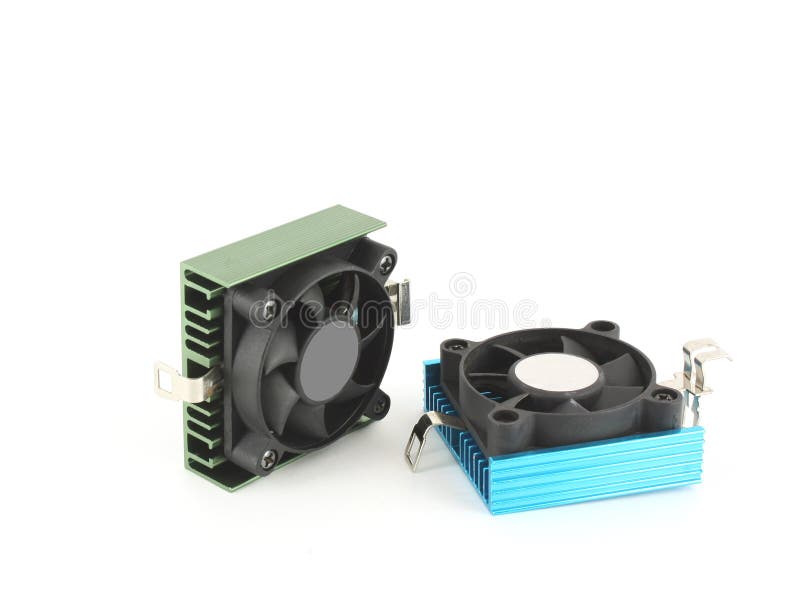 Small Fans for Microprocessor and Radiators Stock Photo - Image of blue ...