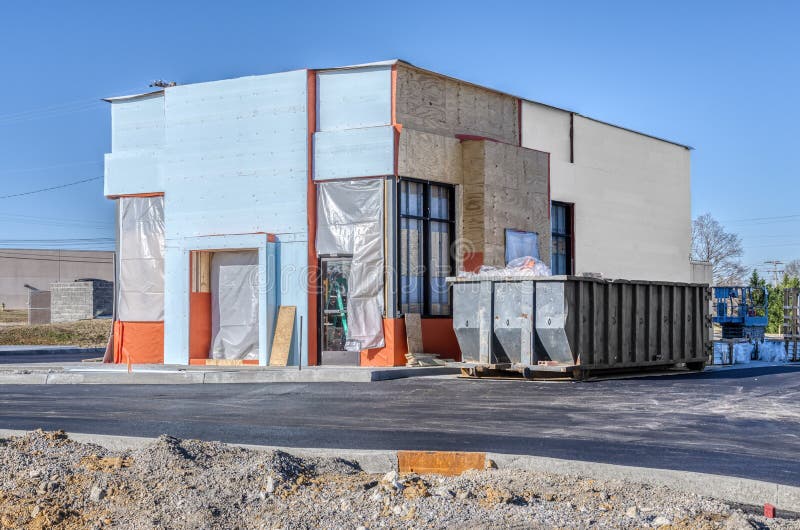 Small Fast Food Restaurant Under Construction Stock Image - Image of ...