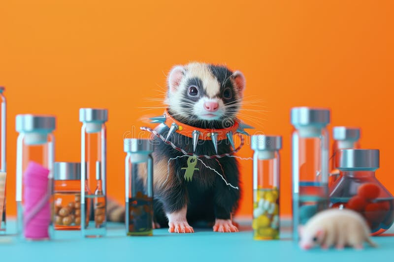 A Small Ferret Wearing a Lab Coat with Generative AI Stock Image ...