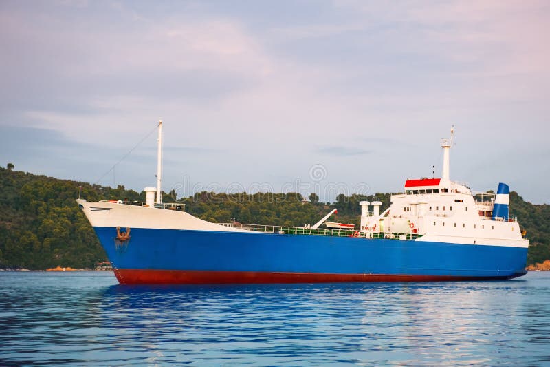 Small ferry cargo ship stock image. Image of industrial - 15904343