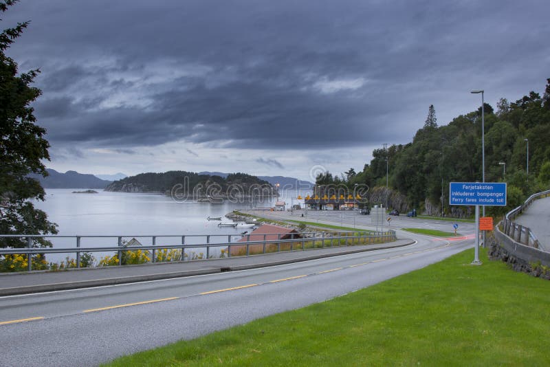 Small Ferry Terminal in Norway, Car and Passengers Shipping Process ...