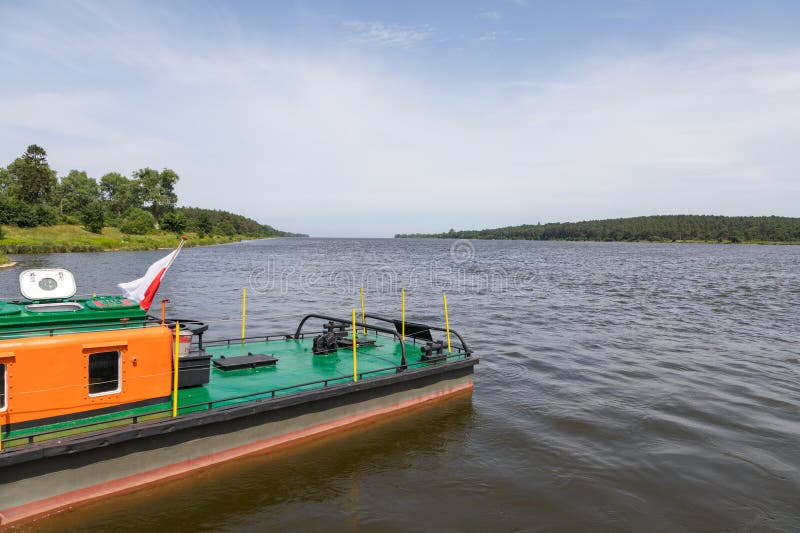 Small Ferry on Vistula River. Sobieszewska Island, Poland Editorial ...