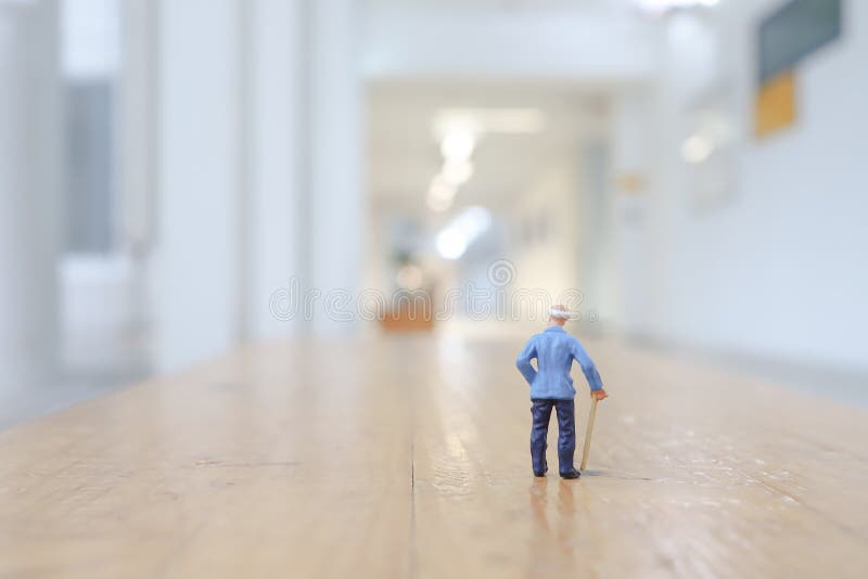 The Small Figure of Old Man Walk Stock Illustration - Illustration of ...