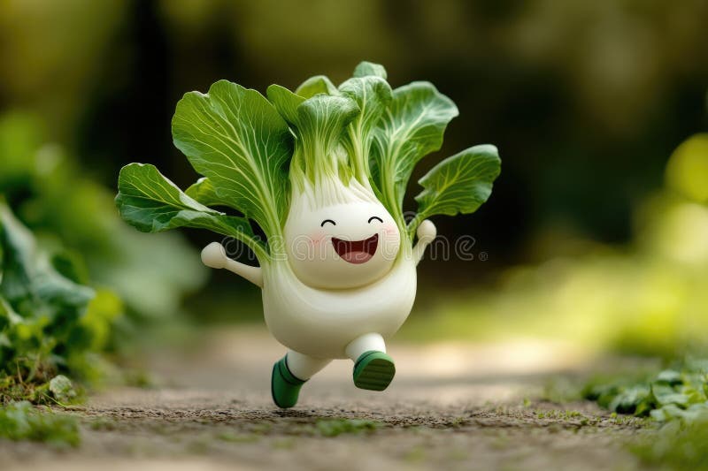 A Small Figurine of a Vegetable Running on a Path, Perfect for ...