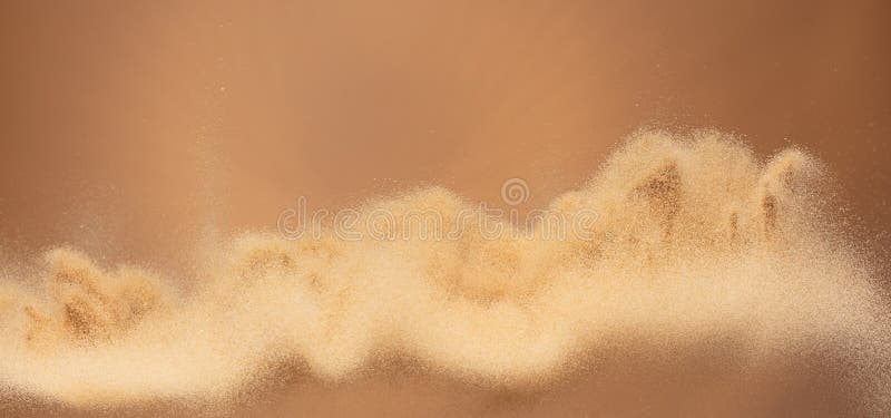 Small Fine Size Sand Flying Explosion, Golden Grain Wave Explode ...
